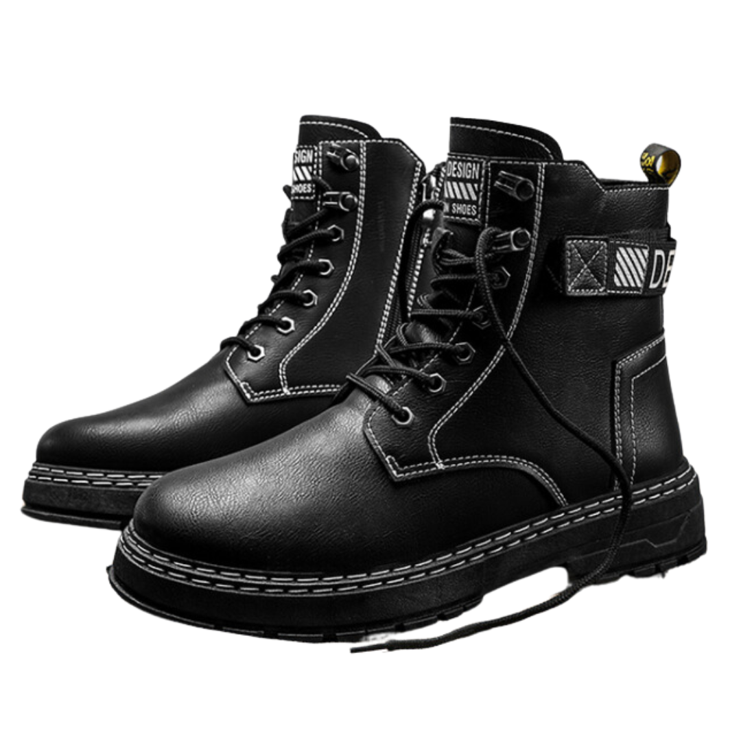 Elegant Endeavor Leather Chalk Outline Techwear Punk Boots – techweargiants